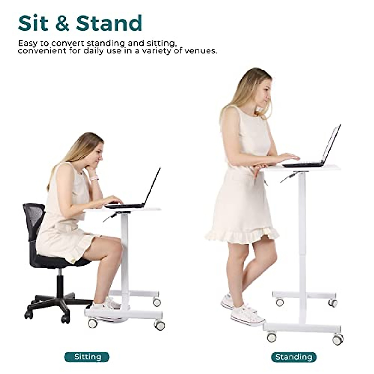 SMUG Standing small-106-WHITE Laptop Desk, 19''x26'', White