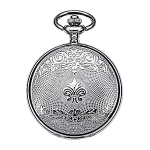 TREEWETO Mens Mechanical Pocket Watch Antique Dream Dragon Skeleton Silver Tone Double Open Case with China & Box Gift for Man Woman