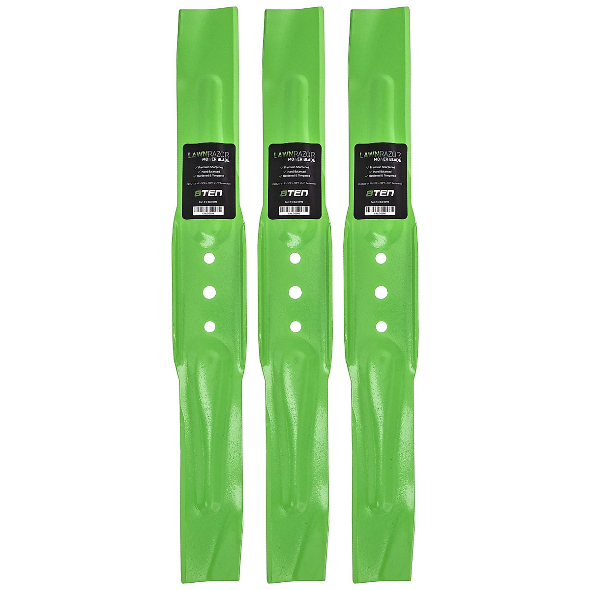 8TEN LawnRAZOR Blade for Lesco Toro Recycler 21 inch Deck 11-9419 14-1659 14-9419 75-9420 91-2256 050808 (High-Lift) 3 Pack