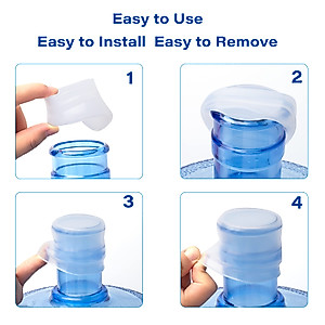 2 Pack Original 5 Gallons Water Jug Cap, Fits 48mm|53mm|55mm Screw Tops|Threaded Tops, Reusable Universal Silicone Water Bottle Caps Non-Spill Top Lid Cover with Storage Box