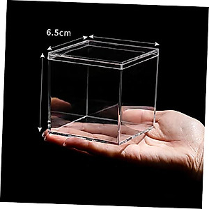 12pcs Items Cm Cases with Mini Container Showcase Candy Lid Cube Clear for Collectibles Storage Small Treat Stackable Plastic Cubes Display Square Case Acrylic Jewelry Containers