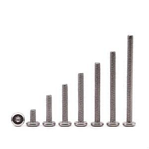 M6 x 10mm (50 PCS) Flat Round Head Socket Cap Screw, 304 Stainless Steel, Bright Finish, Full Thread, Connection Bolts, Furniture Screws 3D Printer Screws