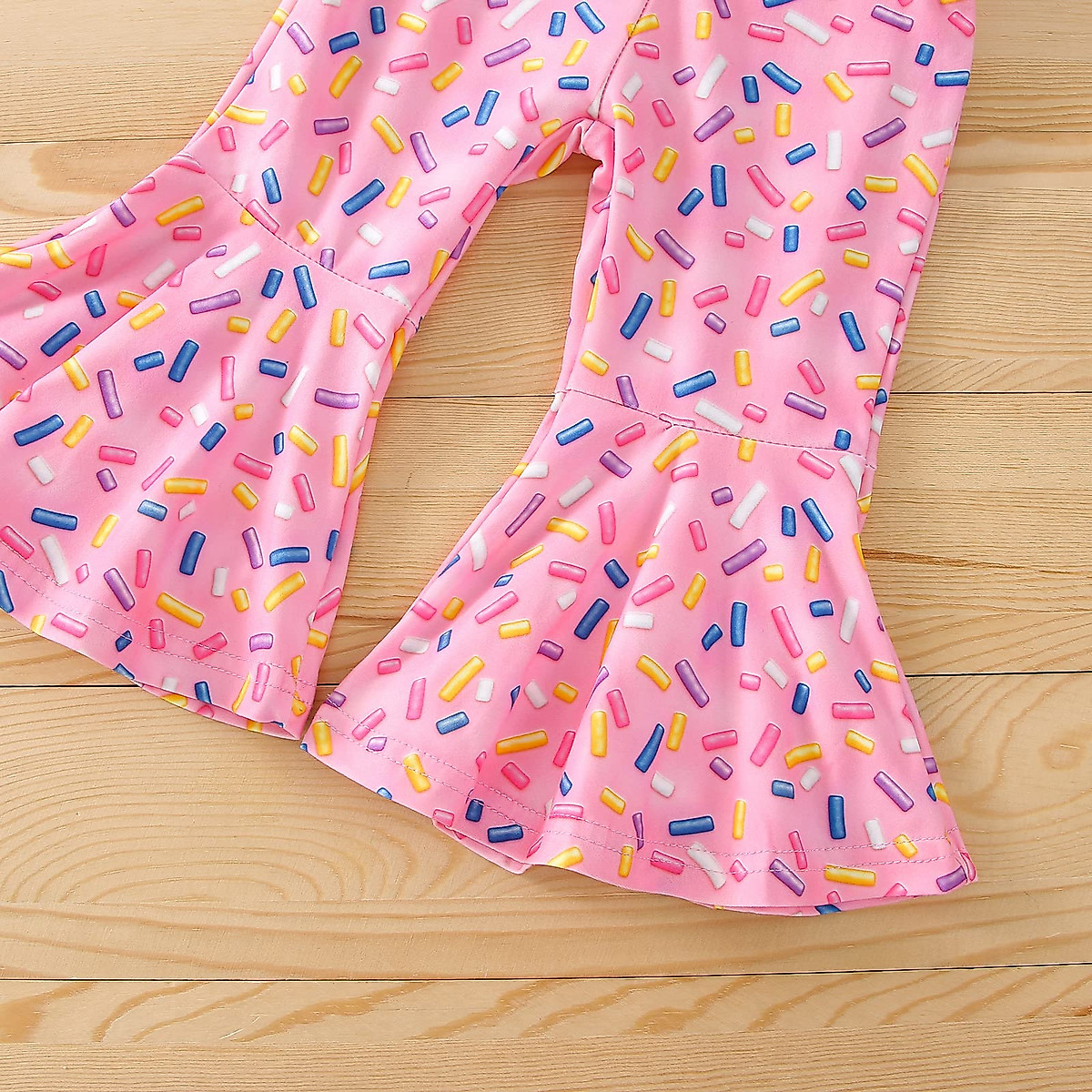 Lamuusaa Toddler Baby Girls Birthday Outfits Sweet One/Two Sweet Romper Shirts Doughnut Shorts/Flared Pants Headband Set