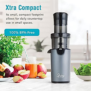 Shine SJX-1 Easy Cold Press Juicer with XL Feed Chute and Compact Body, Gray