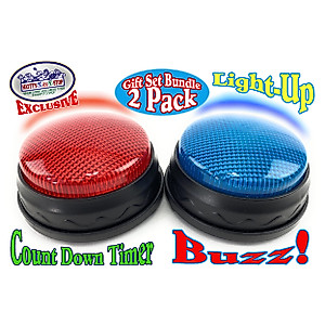 Matty's Toy Stop Lights & Sounds Electronic 3 Mode Red & Blue Game Answer Buzzer and Count Down Timer Gift Set Bundle (Perfect for Games, Classrooms, etc.) - 2 Pack