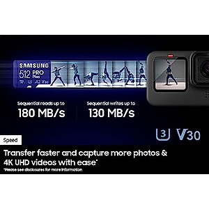 SAMSUNG PRO Plus microSD Memory Card + Reader, 128GB MicroSDXC, Up to 180 MB/s, Full HD & 4K UHD, UHS-I, C10, U3, V30, A2 for Android Phones, Tablets, GoPRO, DJI Drone, MB-MD128SB/AM, 2023