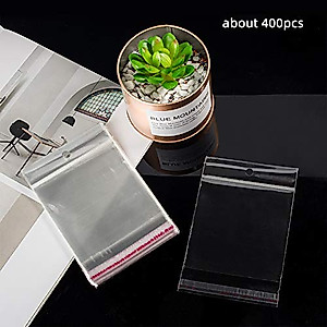 PH PandaHall 400 pcs 3.5 x 3.3 Inch Clear Plastic Bags, Resealable Adhesive Cello/Cellophane Treat Bags Self Sealing OPP Bags for Bakery Soap Cookies Gifts, 1.3 Mil