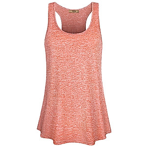 Miusey Ladies Activewear Tops,Cool Athletic Workout Tanks Trendy Yoga Shirts Loose Breathable Gym Exercise Cloth Climbing Hiking Walking Cycling Boutique Outfits Coral XL