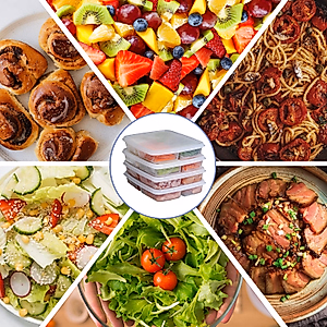 RHBLME 8 Pack Divided Food Storage Containers, Reusable 4 Compartment Food Container Food Storage Containers with lids, Multi Compartment Food Container for Storing Vegetables Meat Fish Fruits