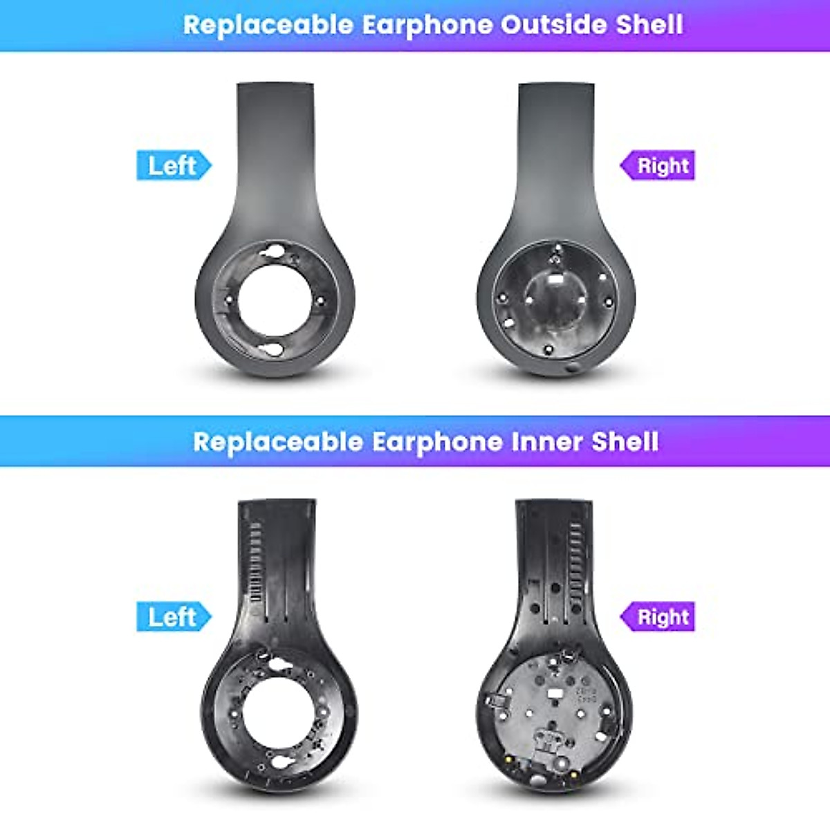 Studio 3 Replaceable Parts Studio 3.0 Wireless Accessories Headphone Shell and Spare Earphone Inner Shell Repair Kit Compatible with Studio 3 Wireless Headphones (Black)