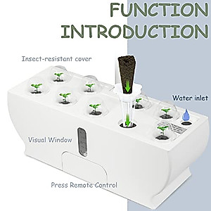 Hydroponics Growing System, 9 Pods Indoor Garden with Cyclically Timed 100 LED Grow Light and Water Pump, Garden Planter Kit for Herbs, Vegetables, Plants Flowers and Fruit (White)