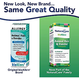 NaturalCare by bioAllers Animal Hair and Dander Allergy Treatment | Homeopathic Formula May Help Relieve Sneezing, Congestion, Itching, Rashes & Watery Eyes | 1 Fl Oz