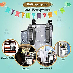 Hanging Nursery Organizer and Baby Diaper Caddy, Selbor Diapers Stacker Storage Bag for Changing Table, Crib, Playard or Wall - Nursery Organization & Baby Shower Gifts for Newborn (Elephant)