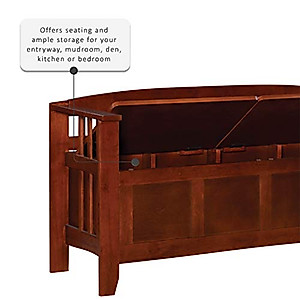 Linon Home Decor Storage Bench with Short Split Seat Storage, Walnut, 50 inchw x 17 inchd x 25.25 inchh.