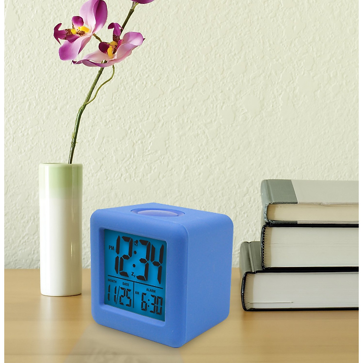 Equity by La Crosse 70905 Soft Blue Cube LCD Alarm Clock 5.20in. x 4.20in. x 3.30in.