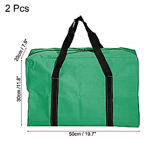 PATIKIL Closet Storage Bags, 2 Pack 35L Capacity Large Waterproof Moving Storage Bag Totes with Strong Handles for Home Camping, Green