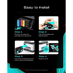 【Larger Capacity】 950XL 951XL High-Yield Ink Cartridges 4 Combo Pack, Replacement for HP 950 951 XL Ink Cartridges, Works with OfficeJet Pro 8600 8610 8620 8625 Printer (1BK/1C/1M/1Y)