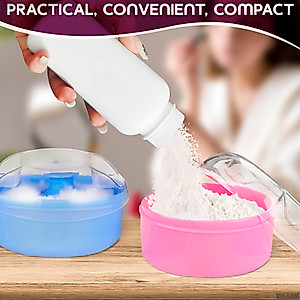 Body Powder Puff and Container - 2Pcs Powder Puff for Body Powder Bath Powder Puff and Container Baby Puffs with Container Travel Kit - Makeup Puffs for Powder Talcum Powder with Puff for Women