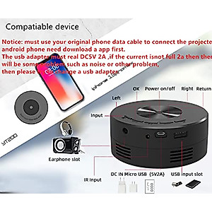 Portable Home Mini USB Projector for Phone with Remote Controller Built-in Speaker,Audio Port,Android iOS Phone Tablet USB Flash Driver Compatible