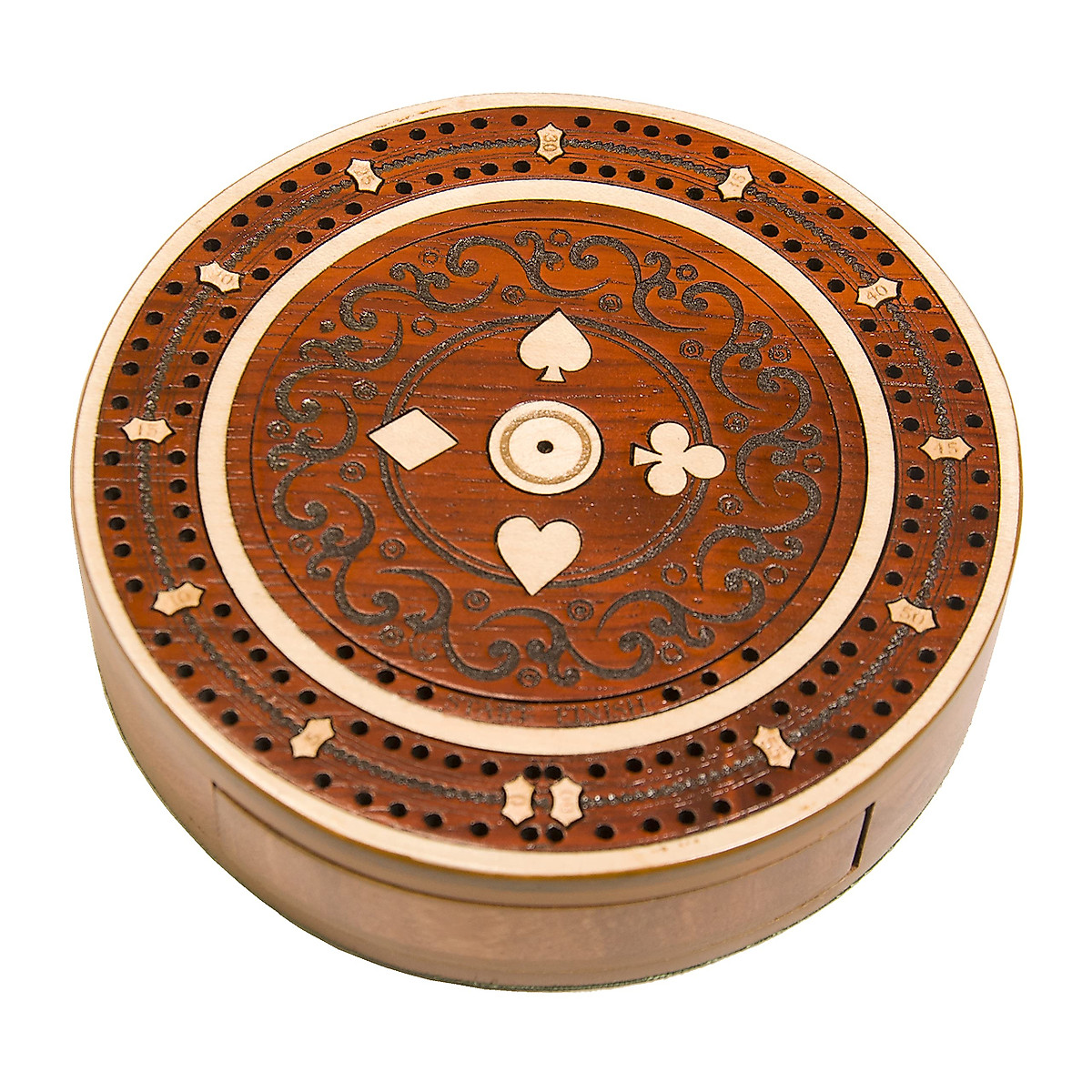 Palm Royal Handicrafts 2 Track Wooden Cribbage Board Made with Padauk and Maple Wood Storage Availabe for pegs and Cards