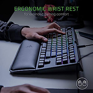 RAZER BLACKWIDOW TOURNAMENT EDITION CHROMA V2: Esports Gaming Keyboard - Ergonomic Wrist Rest - Tenkeyless Design - Razer Green Mechanical Switches (Tactile and Clicky) (Renewed)