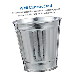 HOLIDYOYO Galvanized Trash Can Bucket Garbage Container Bins Waste Basket Vintage Farmhouse Flower Pot Planter Bucket Pencil Holder Piggy Bank with Lid for Home Office Garden