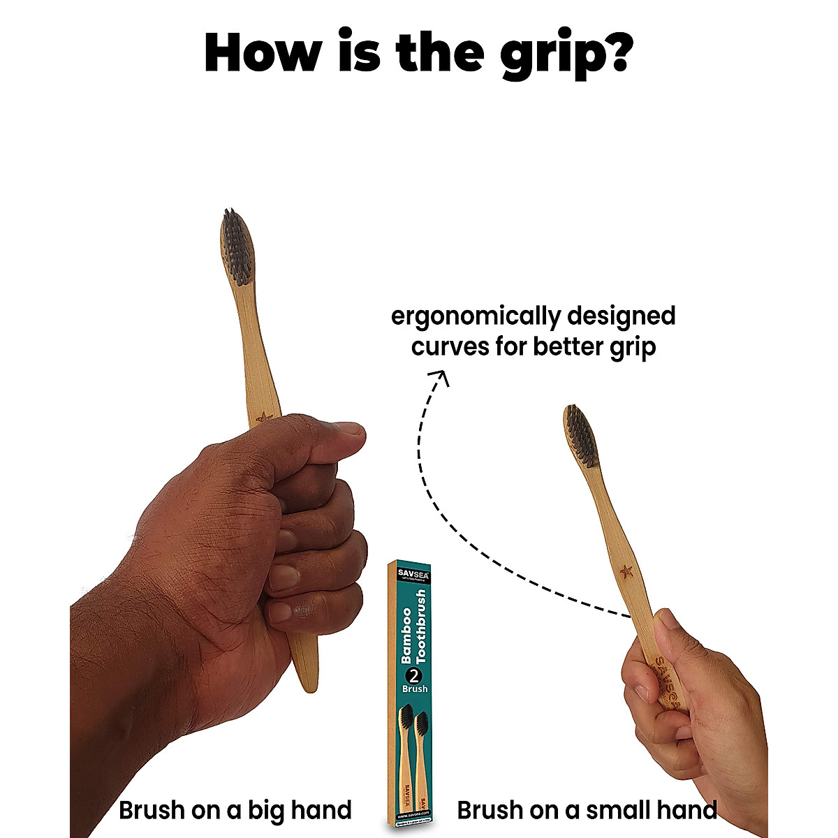 SAVSEA Bamboo Toothbrush Soft Bristles with Medium Bristles for Adults (2 Toothbrushes)