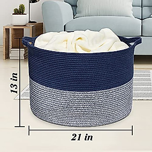 Annecy XXLarge Cotton Rope Basket (Set of 2), Woven Baby Laundry Basket with Handle for Toy, Towels, Pillows, Decorative Basket for Blankets