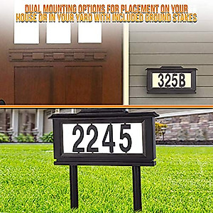Lighted House Numbers Address Sign - Solar Lighted Address Numbers Signs for Houses or for Yard - Led Light up House Numbers - Solar House Number Sign Auto On at Night Off at Daylight