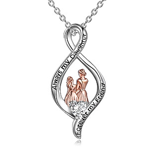 WINNICACA Mom and Daughter gifts S925 Sterling Silver Daughter & Mother Necklace to My Daughter Birthday Gifts for Daughter from Mom I Love You Forever Infinity Pendant Jewelry to My Adult Daughter