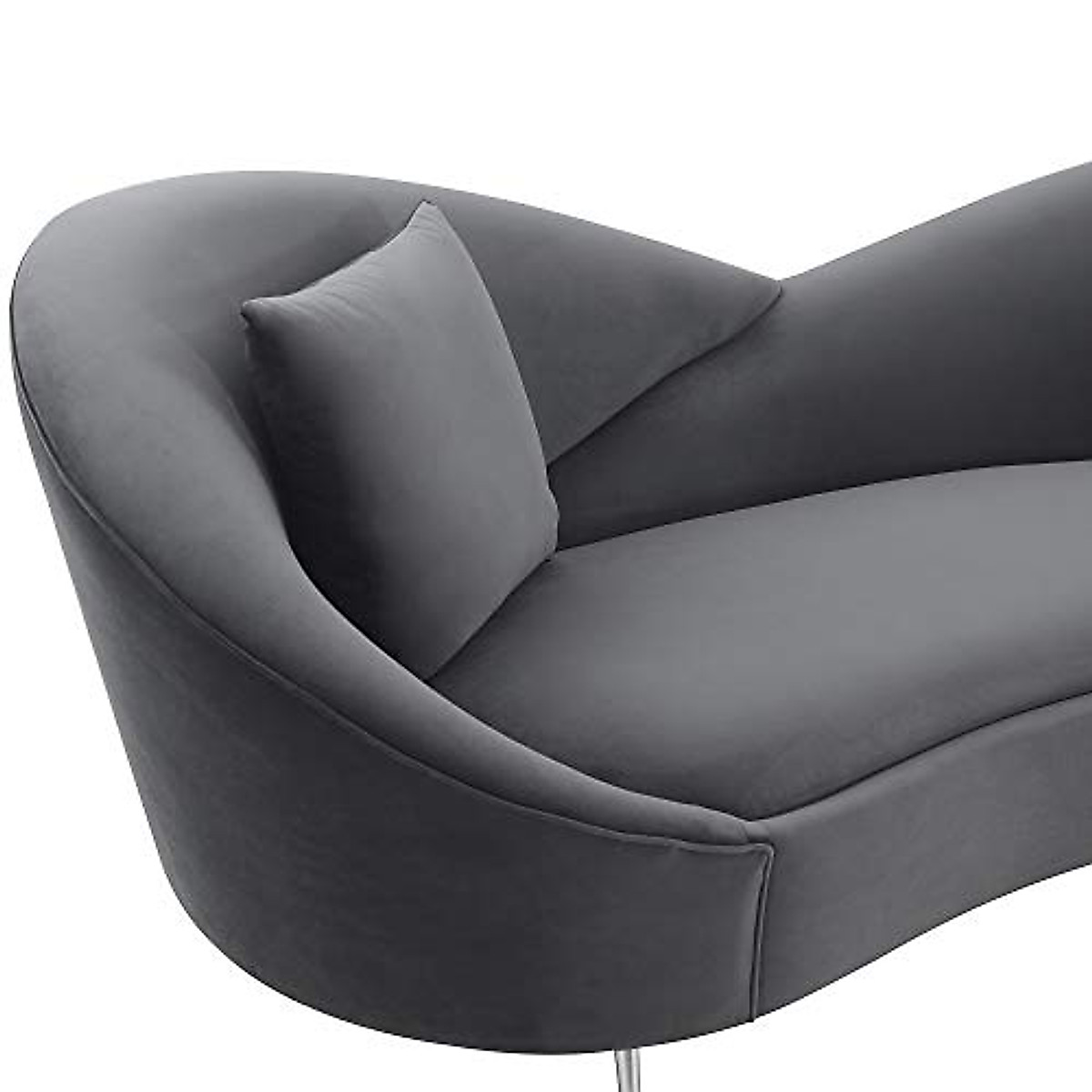 Armen Living Anabella Modern Upholstered Sofa, Gray Fabric with Silver Legs