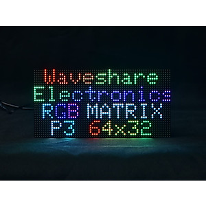 waveshare RGB Full-Color LED Matrix Panel Display Screen 64×32 Pixels 3mm Pitch LED Module Compatible with Raspberry Pi Pico, ESP32, Arduino,2048 Individual RGB LEDs,Adjustable Brightness