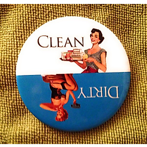 Aloha Girls Gifts Big 3.5” Dirty Clean Dishwasher Magnet Ends Common Kitchen Problem. Adheres to Any Surface. Blue and White.
