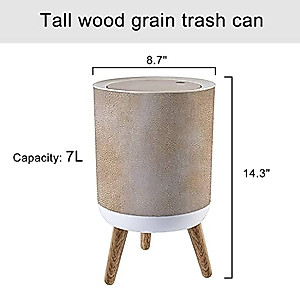 Small Trash Can with Lid Abstract Dusty Pink Shagreen Stingray Skin Texture Round Recycle Bin Press Top Dog Proof Wastebasket for Kitchen Bathroom Bedroom Office 7L/1.8 Gallon