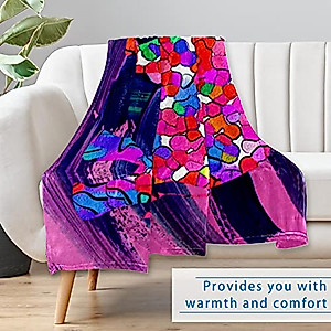 Colorful Elephant Prints Soft Warm Cozy Blanket Throw for Bed Couch Sofa Picnic Camping Beach, 150×100cm