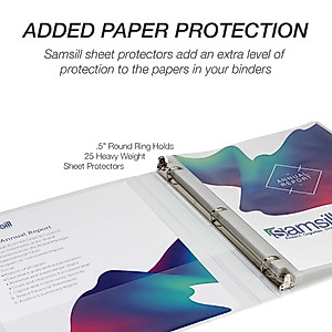Samsill Durable .5 Inch Binder, Made in The USA, Round Ring Customizable Clear View Binder, White, 8 Pack (S88417)