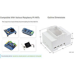 DIN Rail Case for Raspberry Pi 4, DIN Rail Mount Support, ABS Material, Clear Top Window, Large Inner Space Allows Accommodating an Extra Add-on Such as PoE HAT (D), RS485 CAN HAT etc. Easy to Use