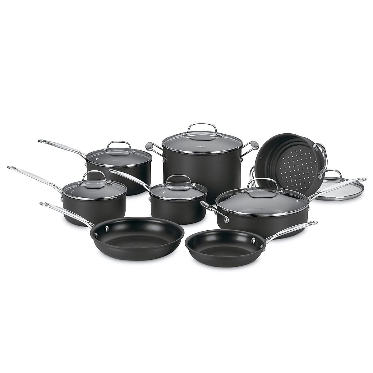 Cuisinart 66-14N 14 Piece Chef's Classic Non-Stick Hard Anodized Cookware Set with 9-Speed Immersion Hand Blender Bundle (2 Items)