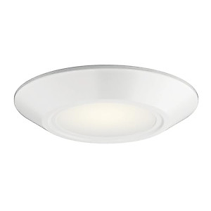 Kichler Horizon LED Downlight in White, 6.4" Flush Mount Interior Dimmable Light, 3000K, Wet Rated Integrated LED, (6.4" W x 1.3" H), 43873WHLED30, White