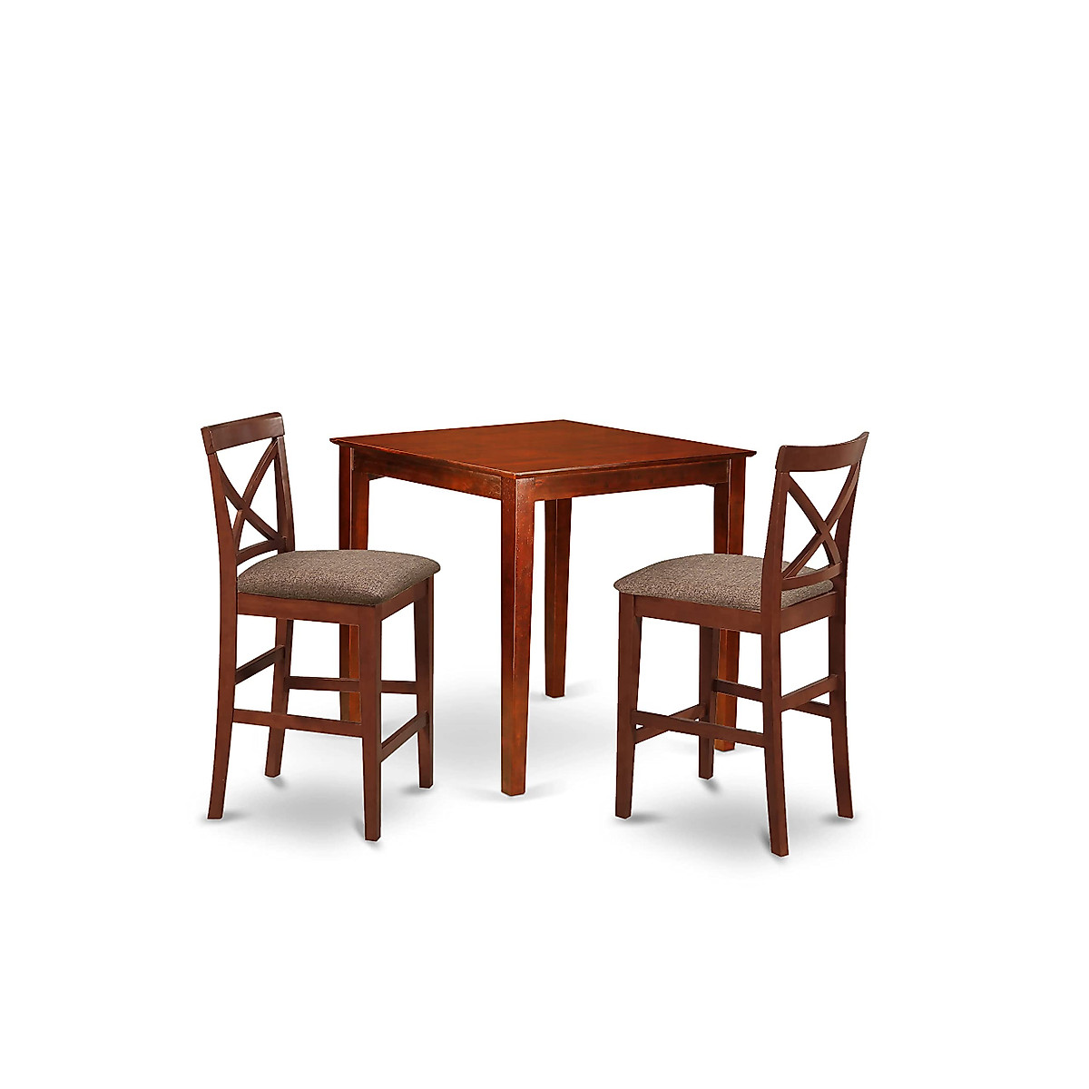 East West Furniture PUBS3-BRN-C Dining Set, Linen Fabric Seat