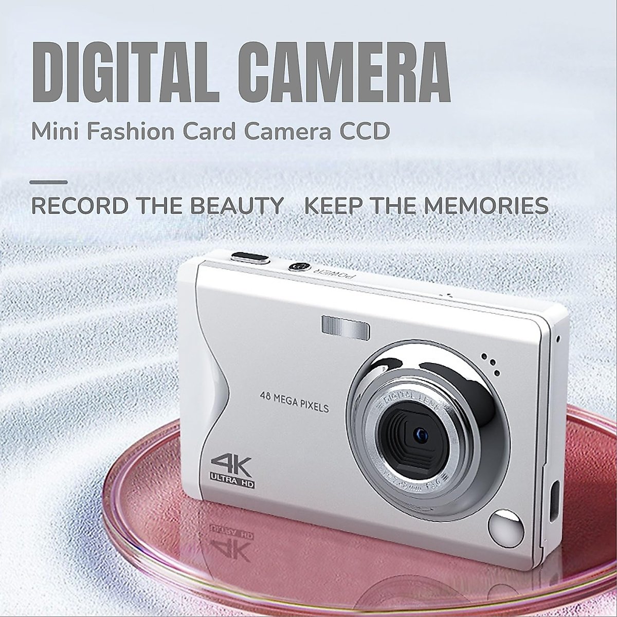 Digital Camera for Photograph, 4K 48MP Video Vlogging Camera with Fill Light, 16X Digital Zoom Pocket Camera for Students Teens Beginners, 3.0in LCD HD Display (White)