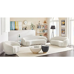 Meridian Furniture 693Cream-S Hyde Collection Modern | Contemporary Boucle Fabric Upholstered Sofa, Cream, 89.5" W x 38" D x 27.5" H