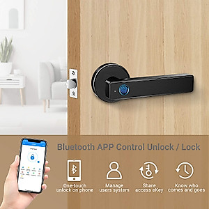 Tiffane Fingerprint Door Lock, Smart Door Lock, Keyless Entry Door Lock, Smart Locks for Front Door, Biometric Door Lock, Smart Door Knob, Bluetooth WiFi Door Lock Security for Smart Home(Black)