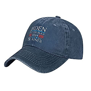 Hat Biden Fetterman 2024 It's A No Brainer Hat Women Dad Hat Cute Hats Navy Blue