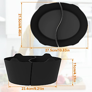Slow Cooker Divider Liner Fit for 6 QT Pot, Silicone Crock Pot Cooking Liners Insert, Heat Resistant Reusable Slow Cooker Crock Pot Divider Insert, Leakproof & Dishwasher Safe(Black)