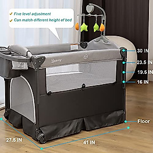 Zdolmy Baby Bedside Sleeper Bassinet, Portable Baby Bedside Crib, Adjustable Bed Side Bassinet, More Stable & Comfortable