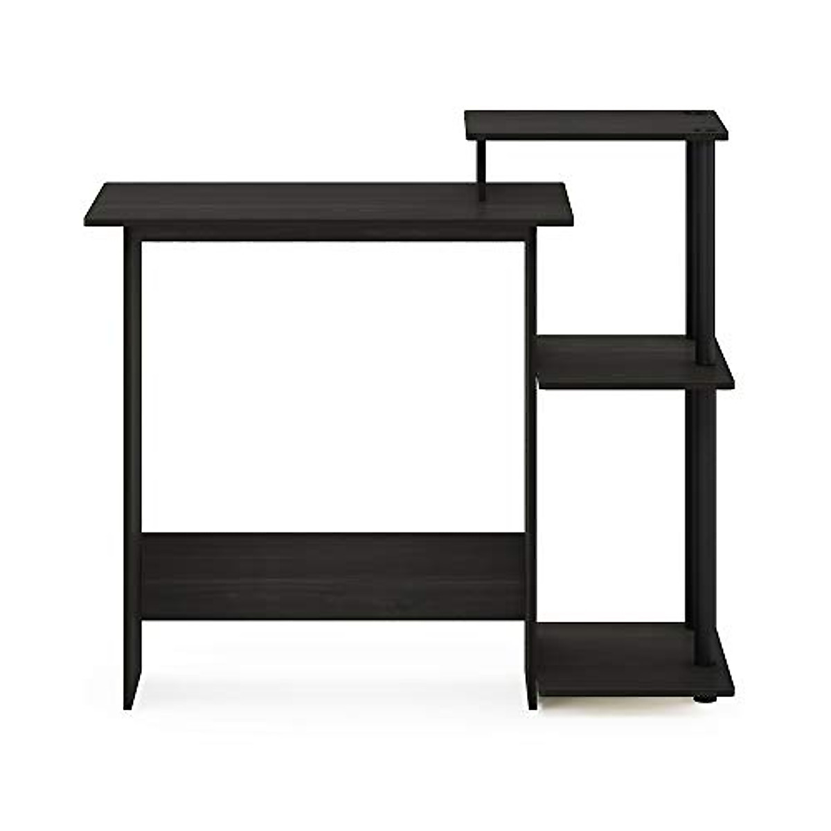 Furinno Efficient Home Laptop Notebook Computer Desk with Square Shelves, Espresso/Black