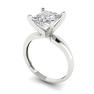 Clara Pucci 2.50ct Princess Cut Solitaire Moissanite Excellent Engagement Bridal Promise Anniversary Ring 18K White Gold Size 6.5