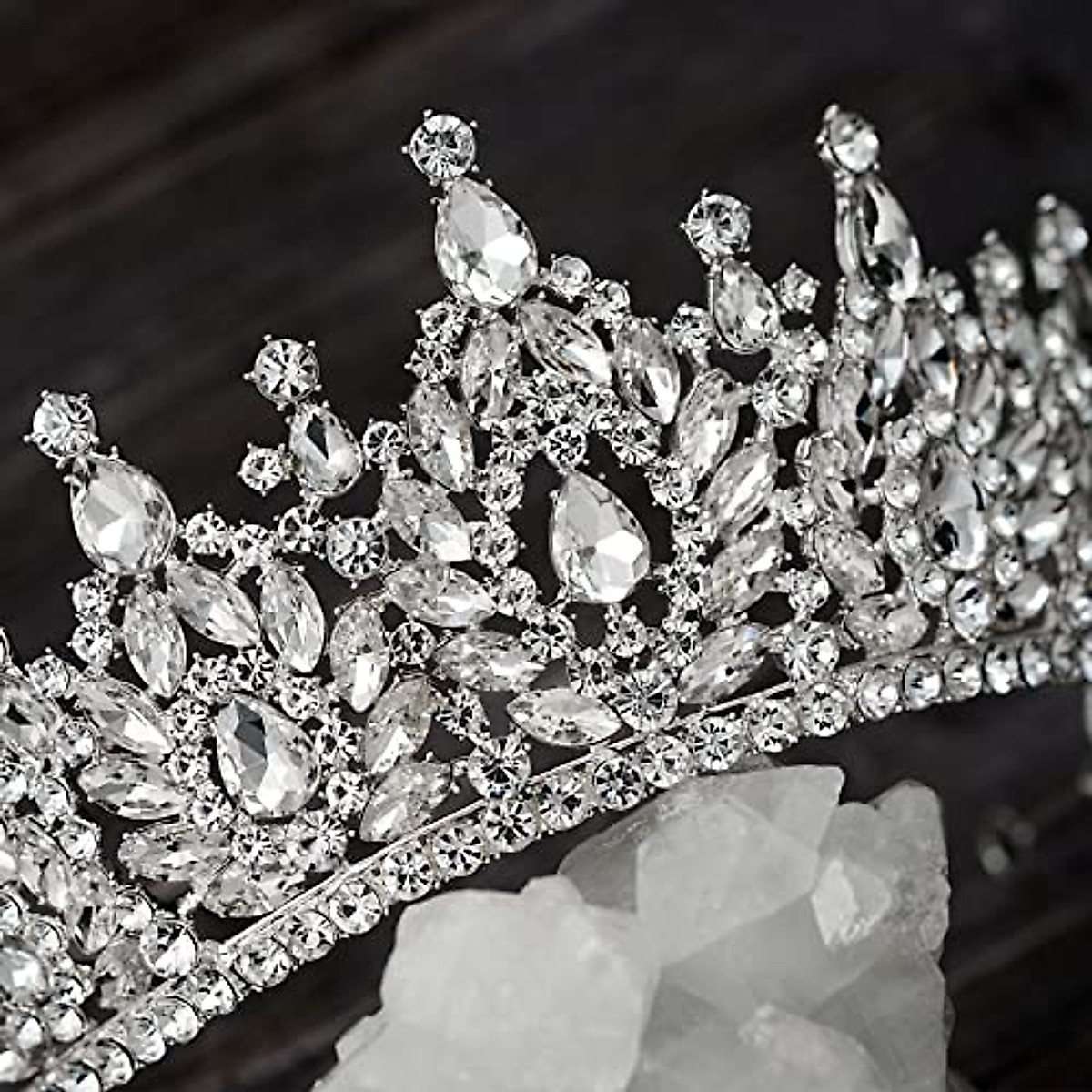 SWEETV Tiaras and Crowns for Women, Crystal Princess Crown, Wedding Tiara for Bride, Silver Rhinestone Headdress for Birthday Prom Party Homecoming, for Ages 15+
