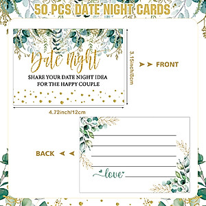 Wesiti 51 Pieces Eucalyptus Leaves Bridal Shower Games Date Night Game Sign and 50 Cards Greenery Bridal Shower Bachelorette Games Supplies Wedding Shower Games
